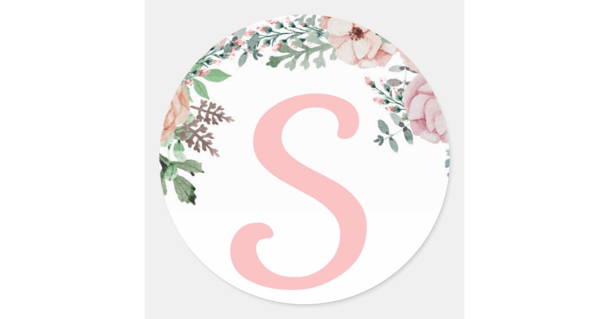 Some Bunny Floral Initial Sticker | Zazzle