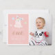 Some Bunny Floral Pink Girl 1st Photo Birthday Invitation | Zazzle