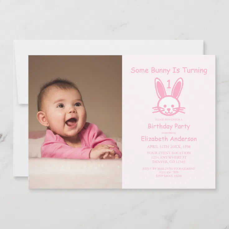 Some Bunny Is Turning One: First Birthday Invitation | Zazzle