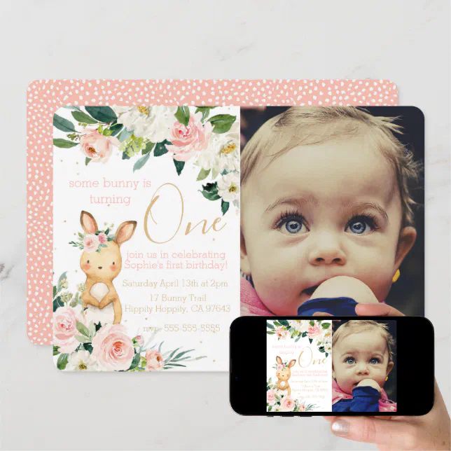 Some Bunny is Turning One First Birthday Photo Invitation | Zazzle