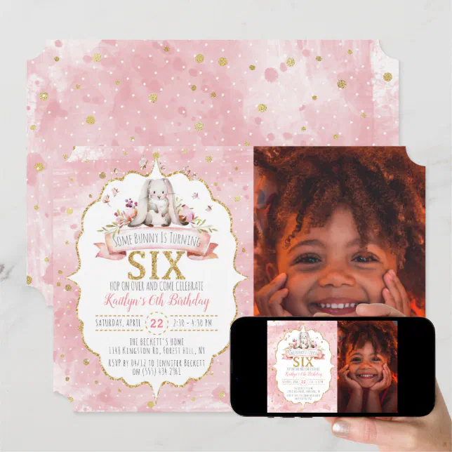Some Bunny is Turning Six 6th Birthday Invitations | Zazzle