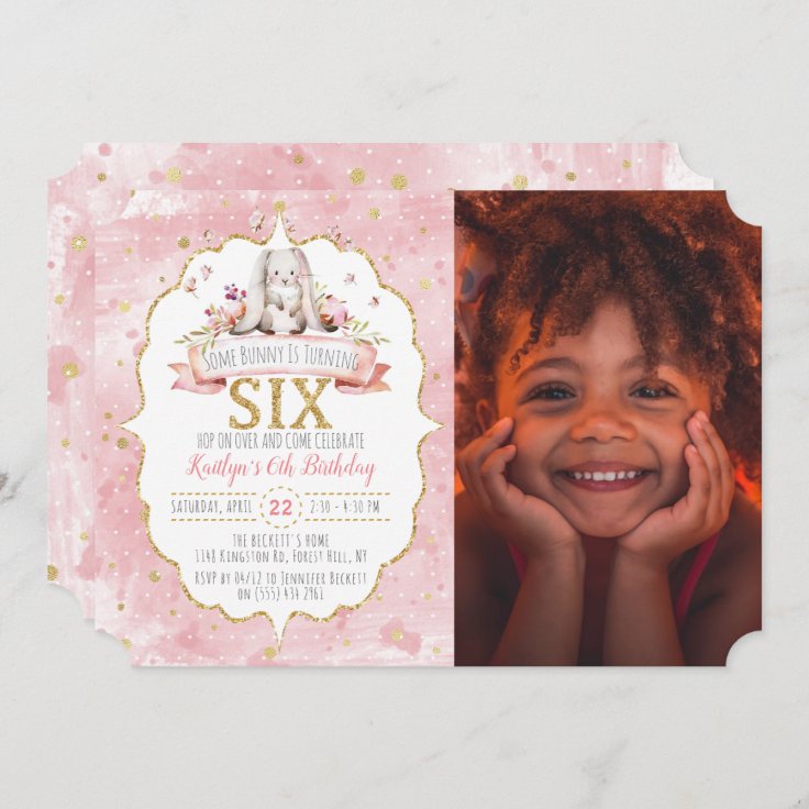 Some Bunny is Turning Six 6th Birthday Invitations | Zazzle