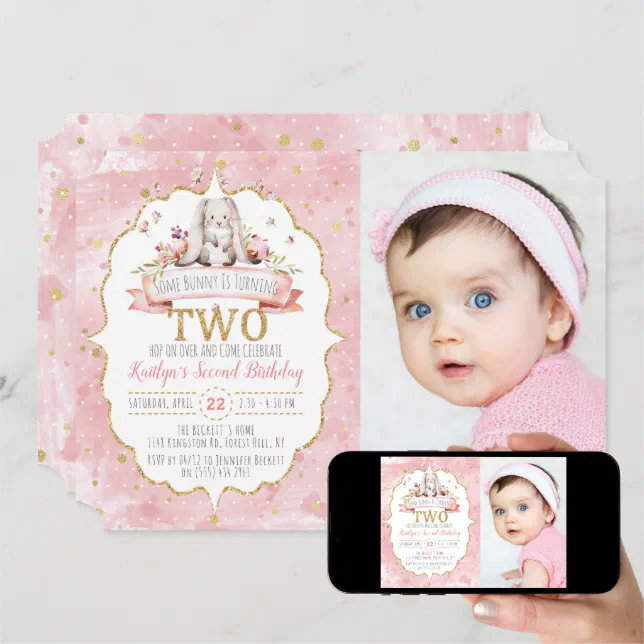 Some Bunny is Turning Two 2nd Birthday Invitations | Zazzle