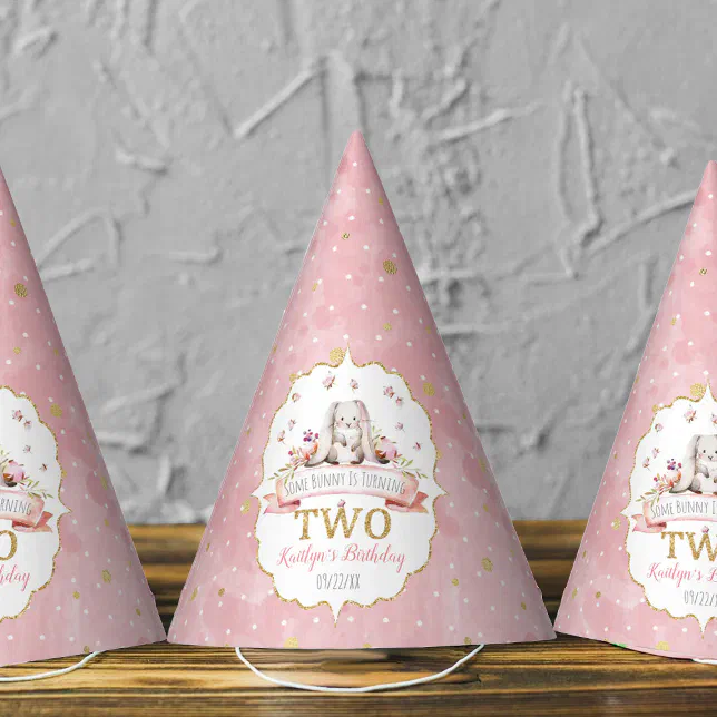 Some Bunny is Turning Two 2nd Birthday Party Hat | Zazzle
