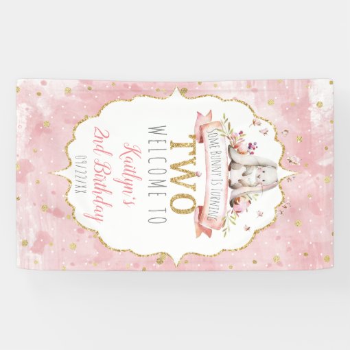Some Bunny is Turning Two 2nd Birthday Welcome Banner | Zazzle
