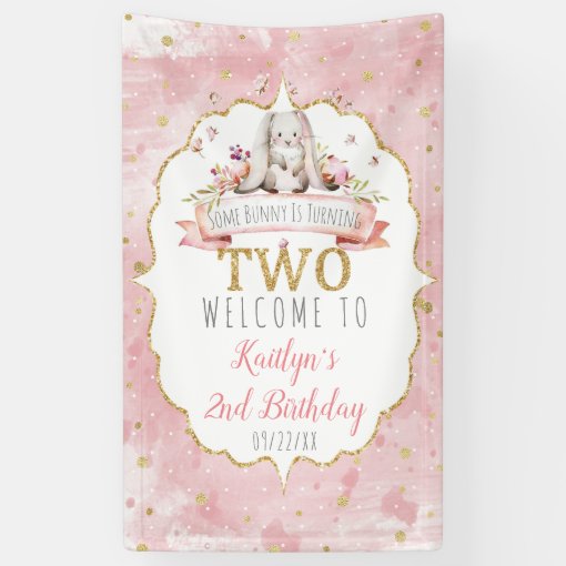 Some Bunny is Turning Two 2nd Birthday Welcome Banner | Zazzle