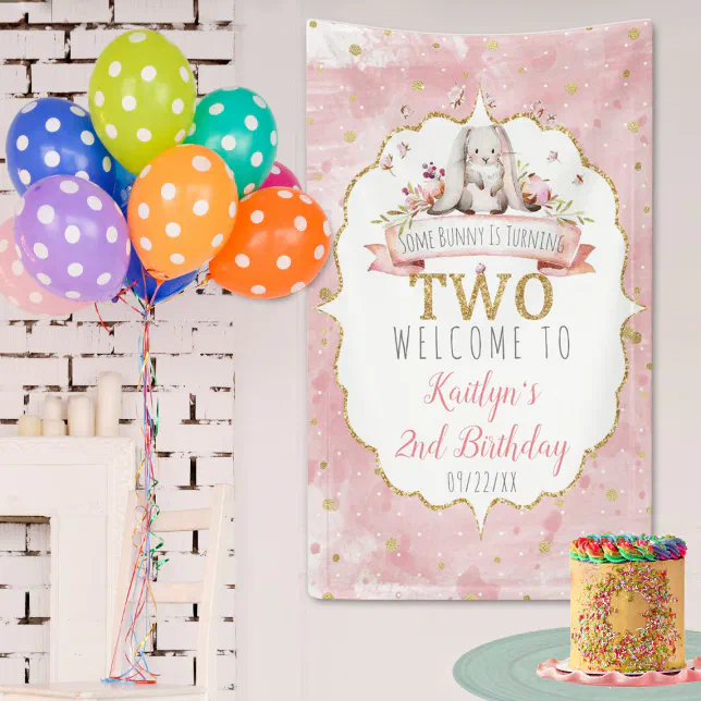 Some Bunny is Turning Two 2nd Birthday Welcome Banner | Zazzle