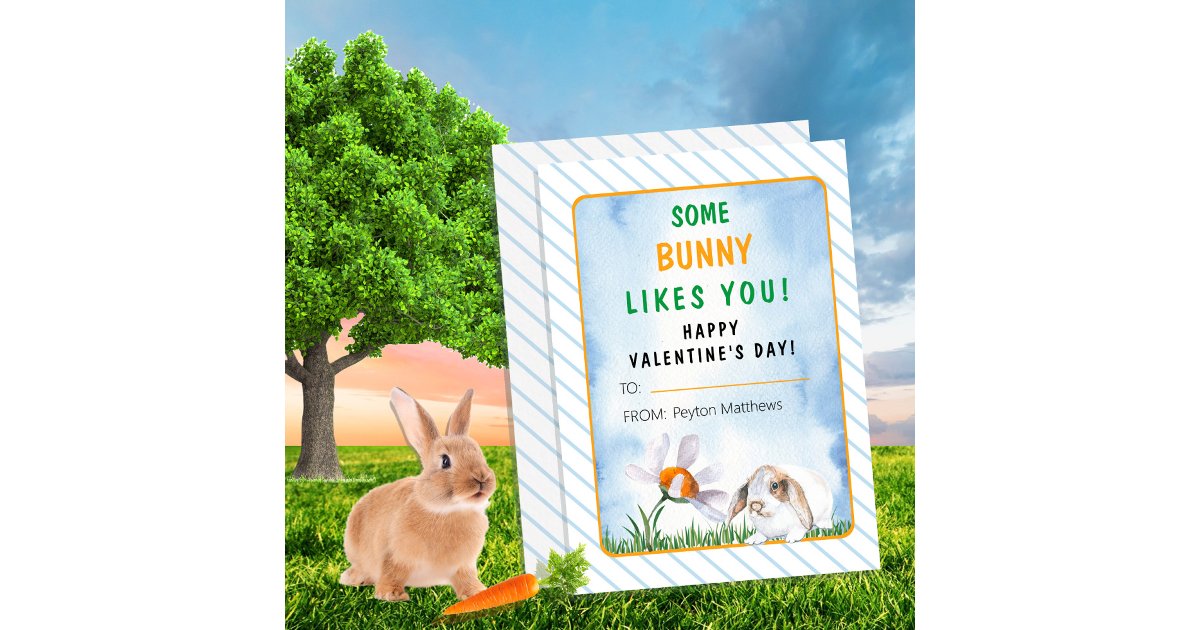 Some Bunny Likes You Valentine's Day Classroom Note Card | Zazzle