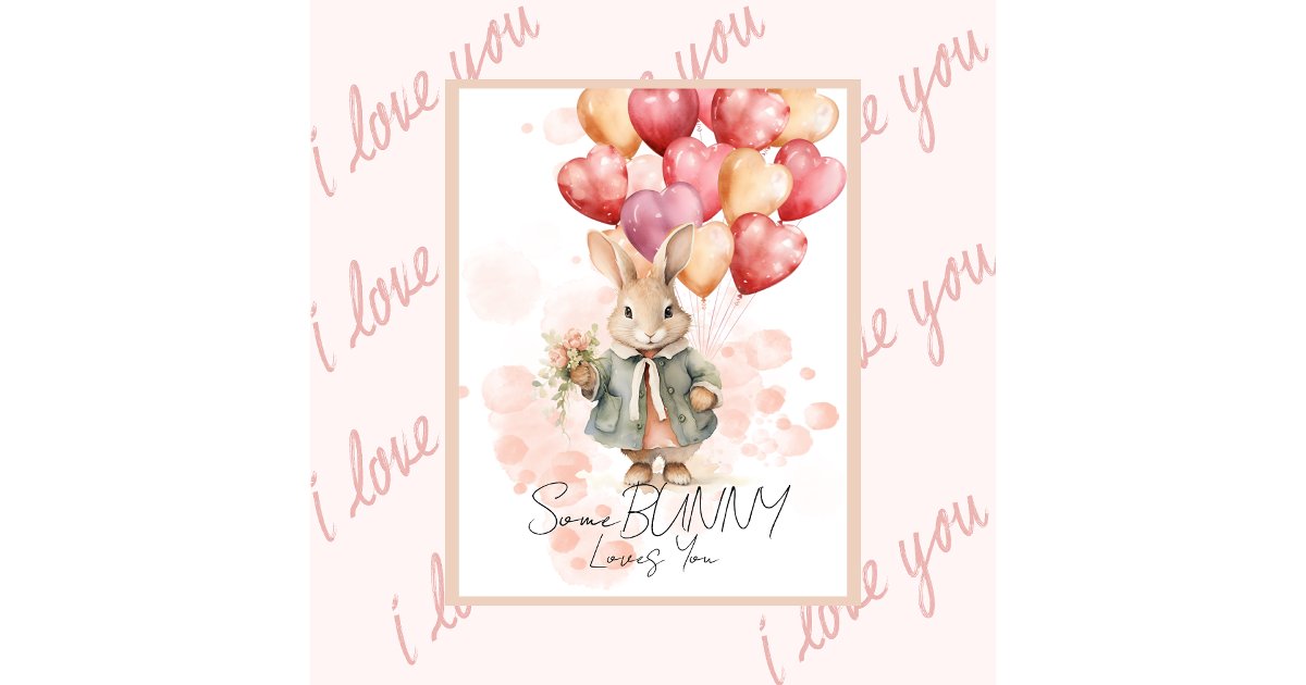 Some Bunny Loves You Valentines Red Heart Card | Zazzle