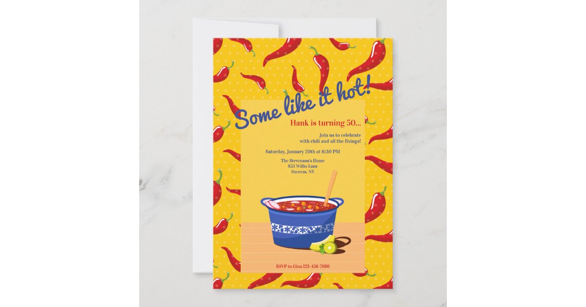 Some Like It Hot Chili Invitation | Zazzle