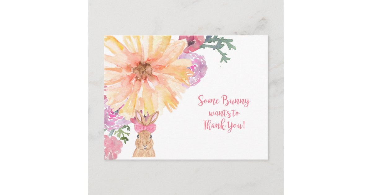 Somebunny Thank You Postcard - Birthday or Easter | Zazzle
