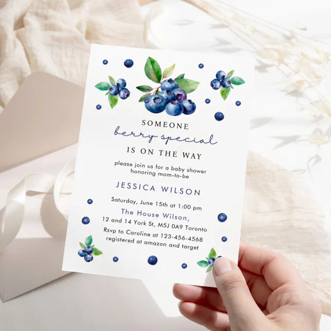 Someone Berry Special Baby 1st Birthday Blueberry Invitation | Zazzle