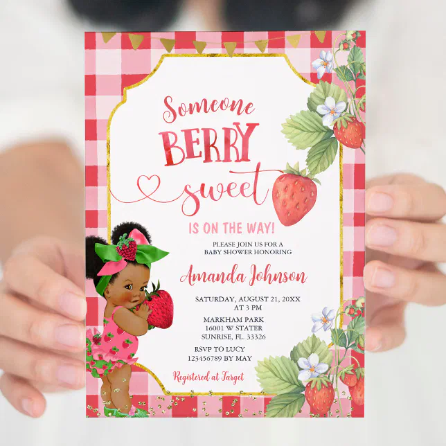 Someone Berry Sweet Strawberry Girl Baby Shower Invitation | Zazzle