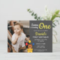 Someone is Turning One Grey Photo 1st Birthday Invitation | Zazzle