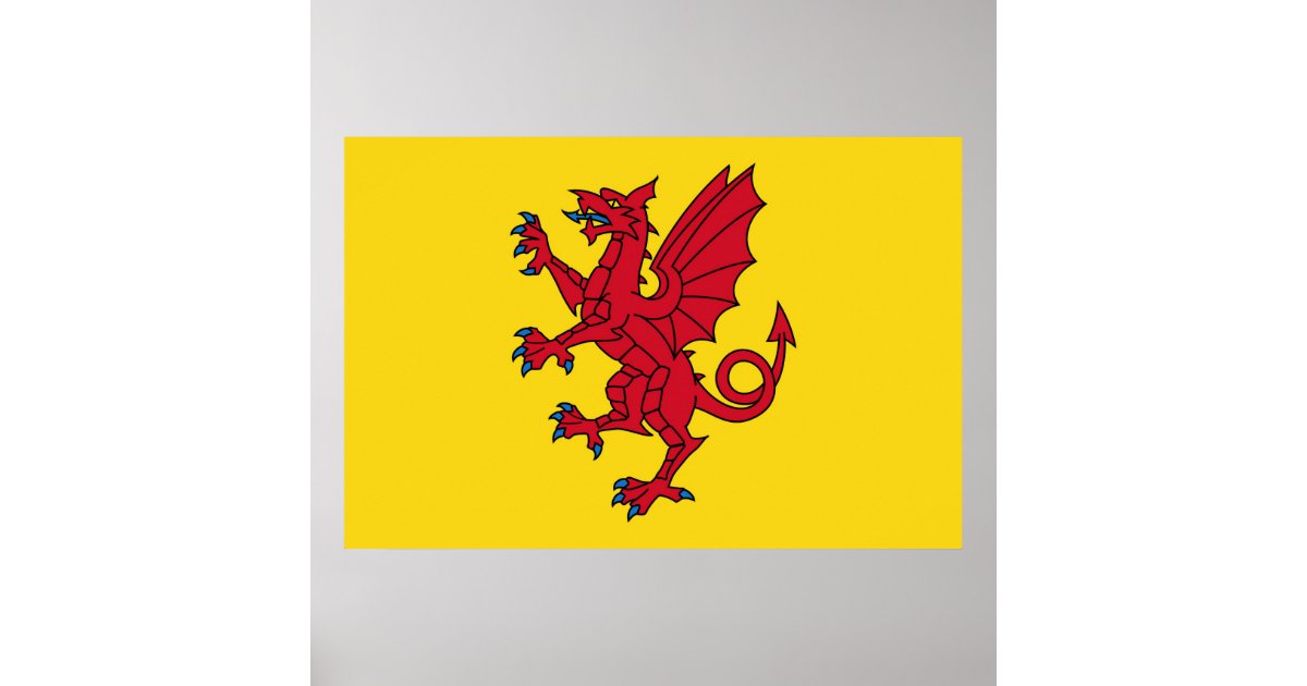 Somerset Flag England dragon symbol Poster | Zazzle