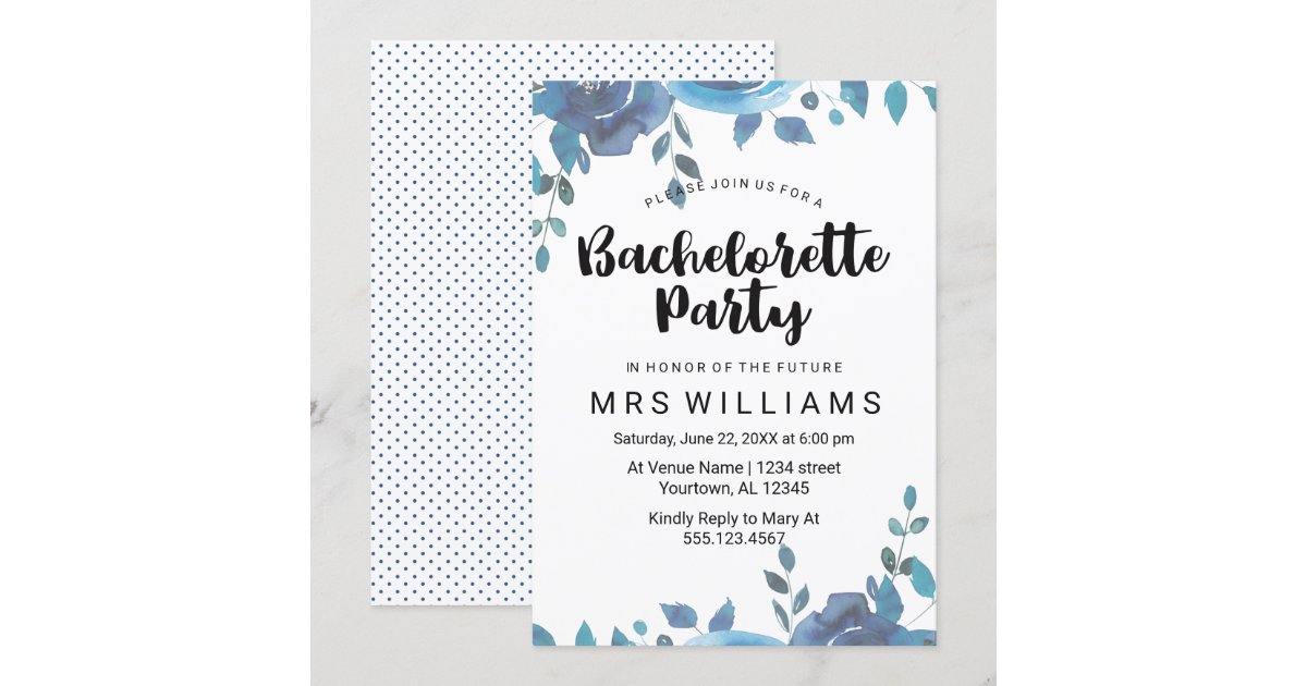 Something Blue Bachelorette Party Invitation | Zazzle