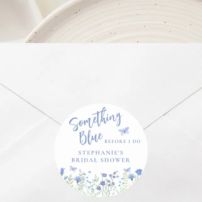 Something Blue Before I Do Bridal Shower Classic Round Sticker | Zazzle