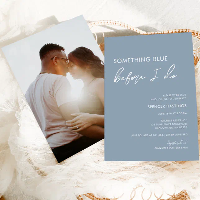 Something Blue Before I Do Bridal Shower Modern Invitation | Zazzle