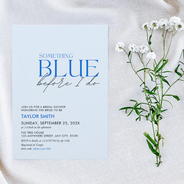 Something Blue Before I do Bridal Shower Modern Invitation | Zazzle