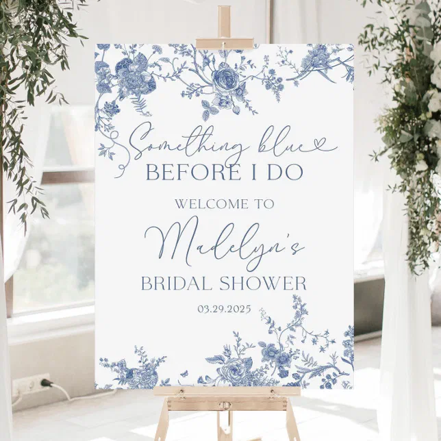 Something Blue Before I Do Bridal Sign Chinoiserie | Zazzle