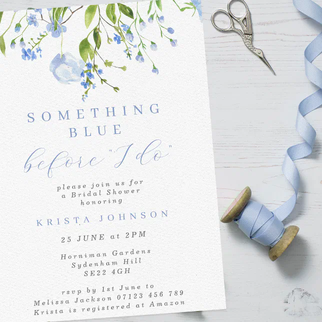 Something Blue Before I Do Floral Bridal Shower Invitation | Zazzle