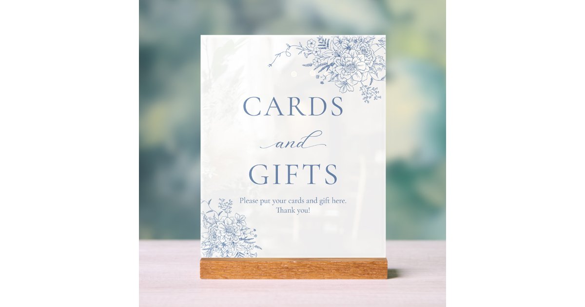 Something Blue Bridal Shower Cards and Gifts Acrylic Sign | Zazzle
