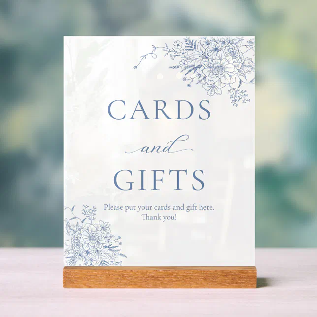 Something Blue Bridal Shower Cards and Gifts Acrylic Sign | Zazzle