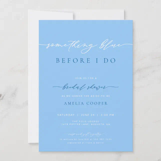 Something Blue Bridal Shower Invitation | Zazzle