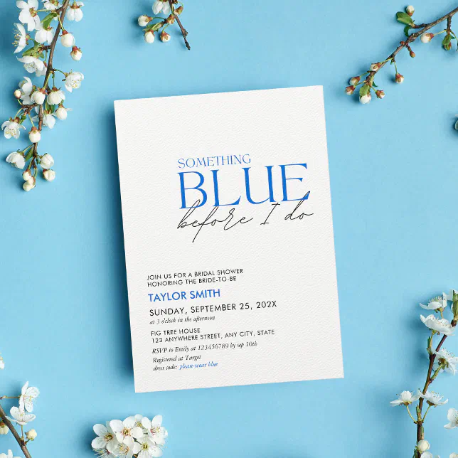 Something Blue Bridal Shower Minimalist Invitation | Zazzle