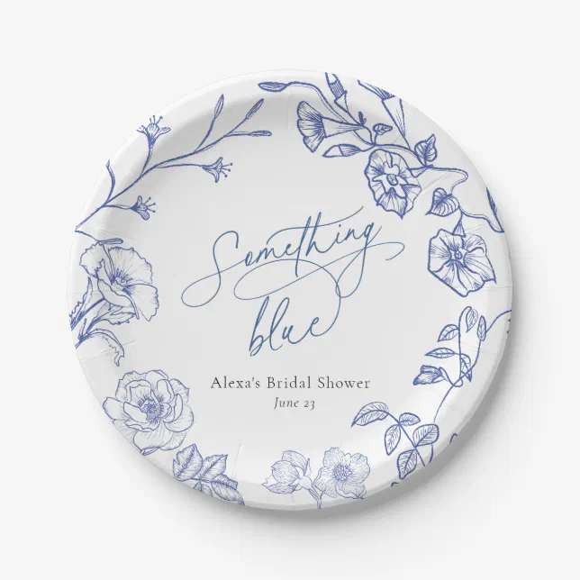 Something Blue Bridal Shower Paper Plates | Zazzle