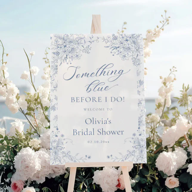 Something Blue Bridal Shower Welcome Acrylic Sign | Zazzle