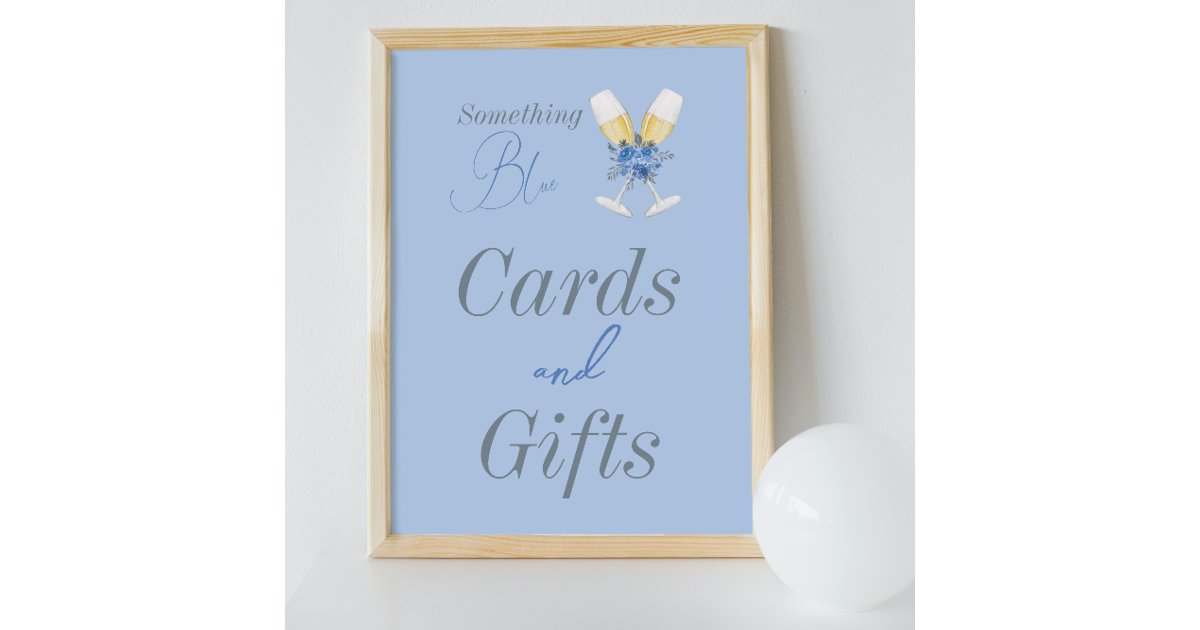 Something Blue Champagne Floral Bridal Shower Poster | Zazzle