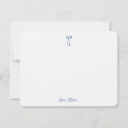 Something Blue Coquette Bow Bridal Custom Note Card | Zazzle