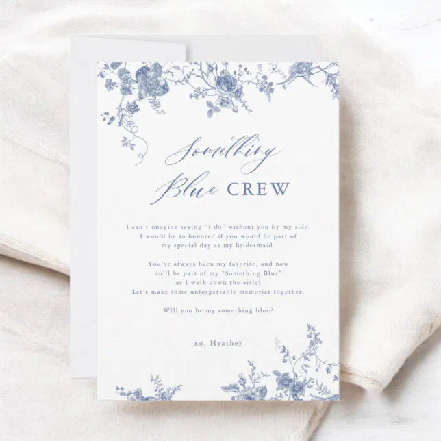 Something Blue Crew Bridesmaid Proposal Invitation | Zazzle