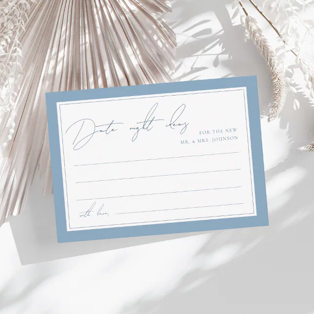Something Blue Date Night Ideas Bridal Shower Enclosure Card | Zazzle