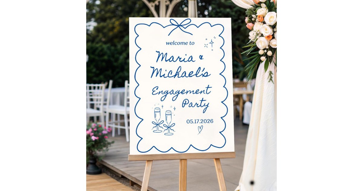 Something Blue Engagement Party Sign Editable Enga | Zazzle