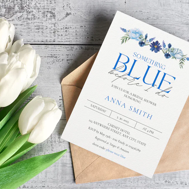 Something Blue Floral Bridal Shower Invitation | Zazzle
