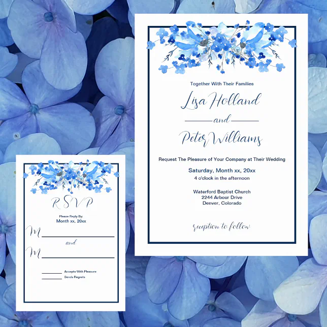 Something Blue, Floral, Wedding Invitation | Zazzle