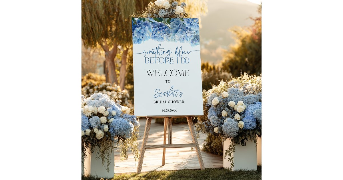 Something Blue Hydrangea Bridal Shower Welcome Foam Board | Zazzle