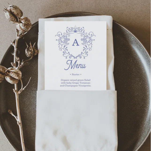 Something Blue Victorian Wedding Menu | Zazzle