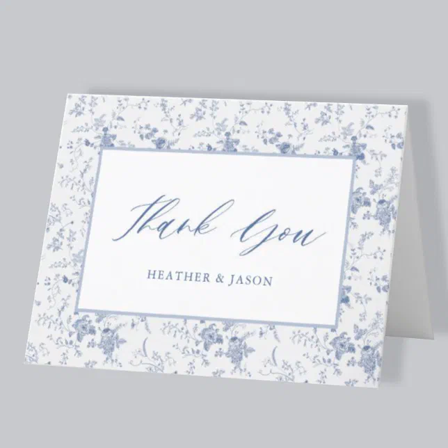 Something Blue Vintage Floral Thank You Cards | Zazzle