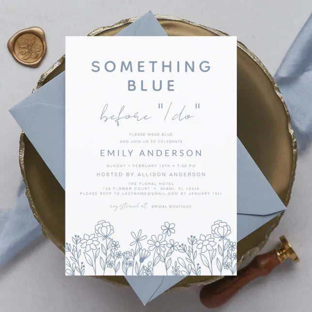 Something Blue Wildflower Bridal Shower Invitation | Zazzle