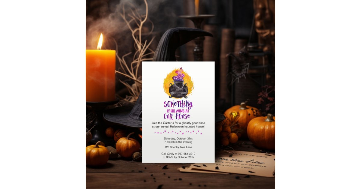 "Something is Brewing" Fun Halloween Party Invitation | Zazzle