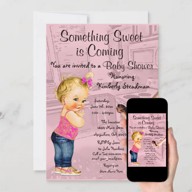 Something Sweet is Coming Baby Shower Invitation | Zazzle