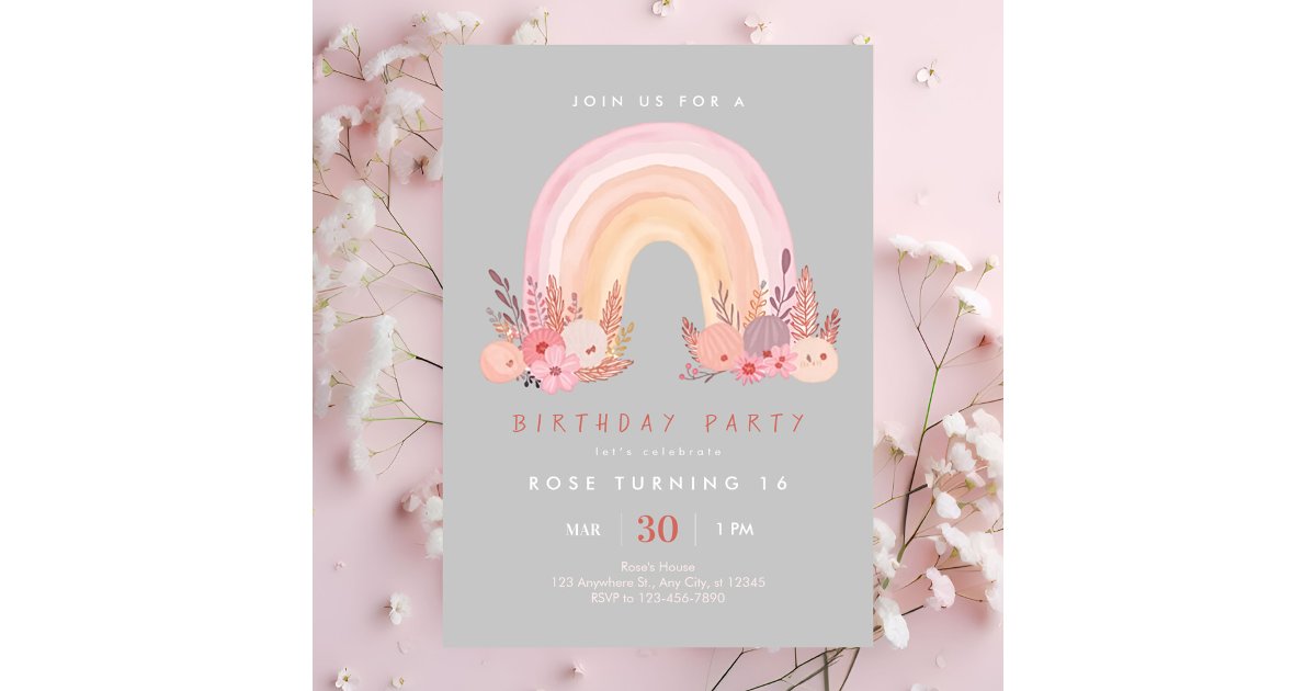 Somewhere Over the Birthday Rainbow Invitation | Zazzle