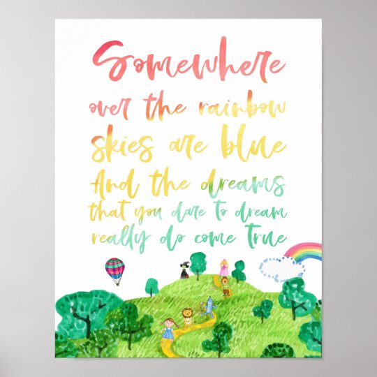 Somewhere Over The Rainbow Wall Art Poster | Zazzle.com