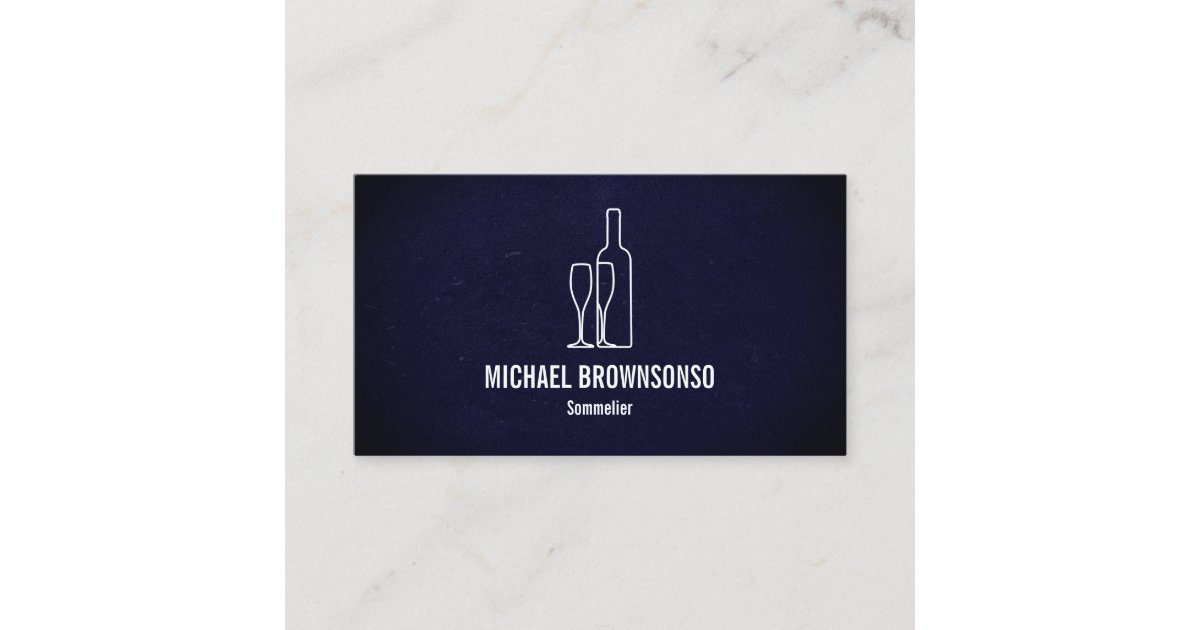 Sommelier Blue Wine Bottle Business Card | Zazzle