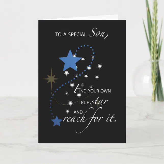 Son Graduation Star Congratulations, Blue and Blac Card | Zazzle