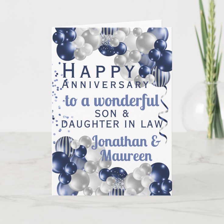 Son Happy Anniversary Blue Balloon Card | Zazzle