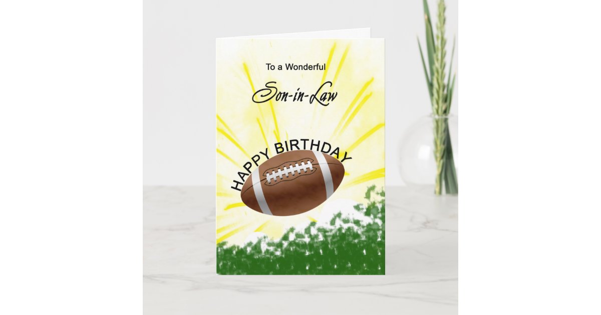 Son-in-Law Football Birthday Card | Zazzle